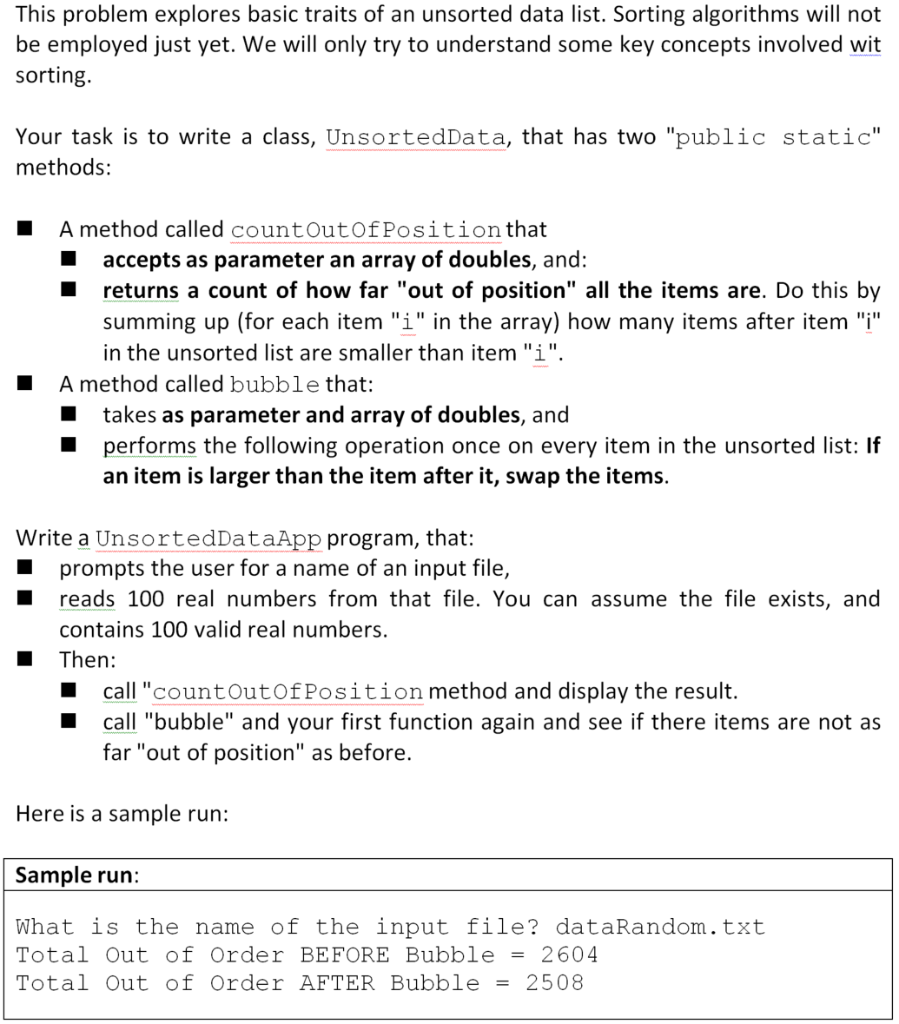 Solved This problem explores basic traits of an unsorted | Chegg.com