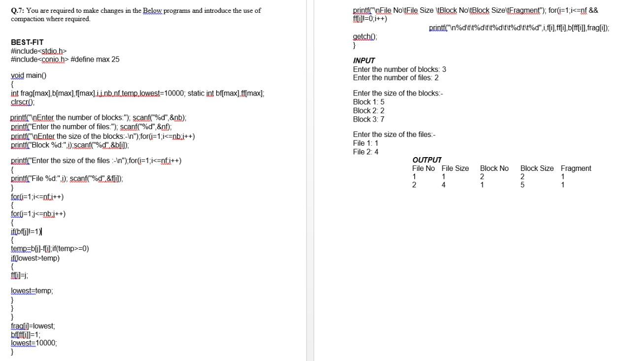 Solved Q.7: You are required to make changes in the Below | Chegg.com