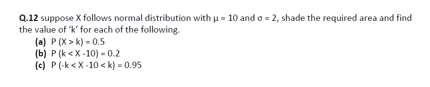 Solved Q.12 suppose X follows normal distribution with u = | Chegg.com