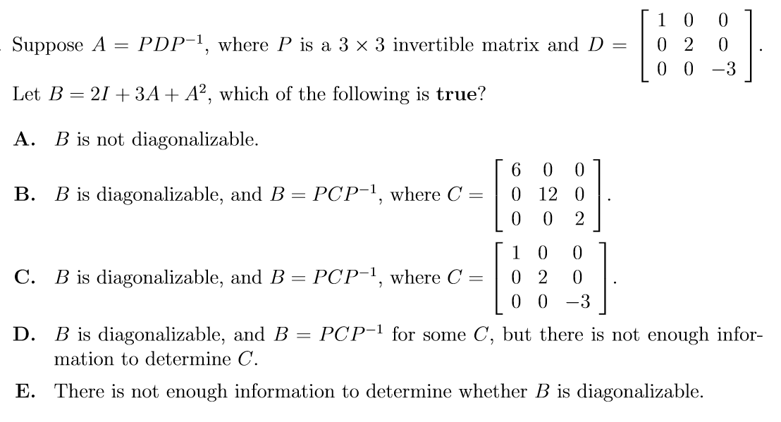 Solved - Suppose A = PDP-1, where P is a 3 x 3 invertible | Chegg.com