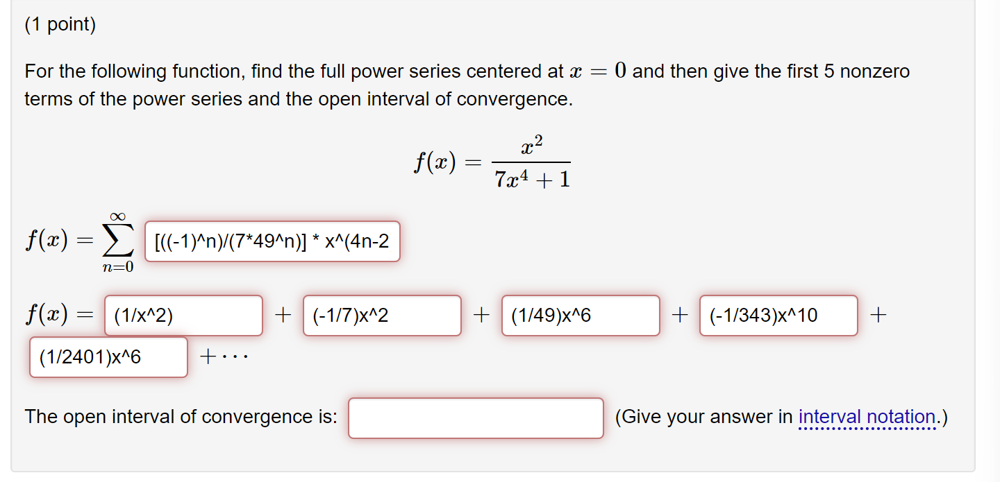 Solved For the following function, find the full power | Chegg.com