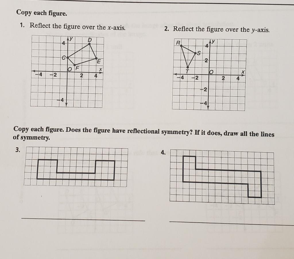 Solved Copy each figure. 1. Reflect the figure over the | Chegg.com