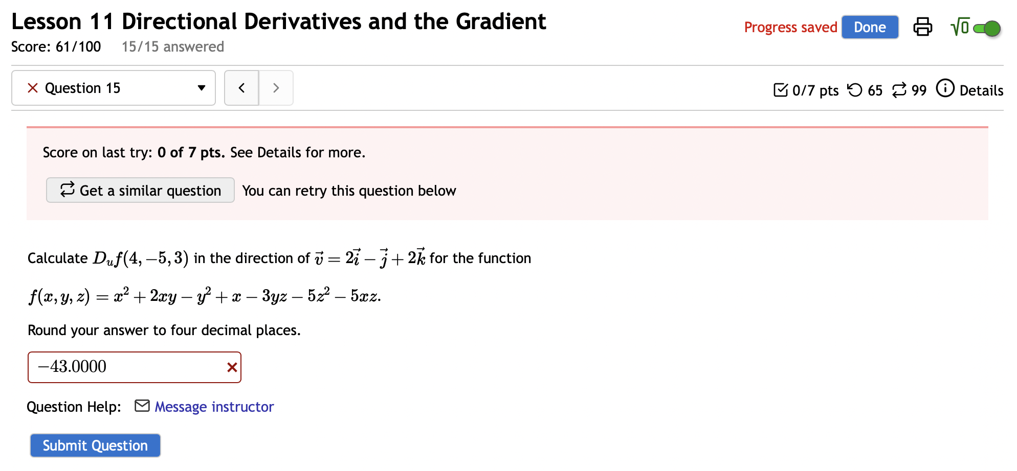 Solved Lesson 11 Directional Derivatives and the Gradient | Chegg.com