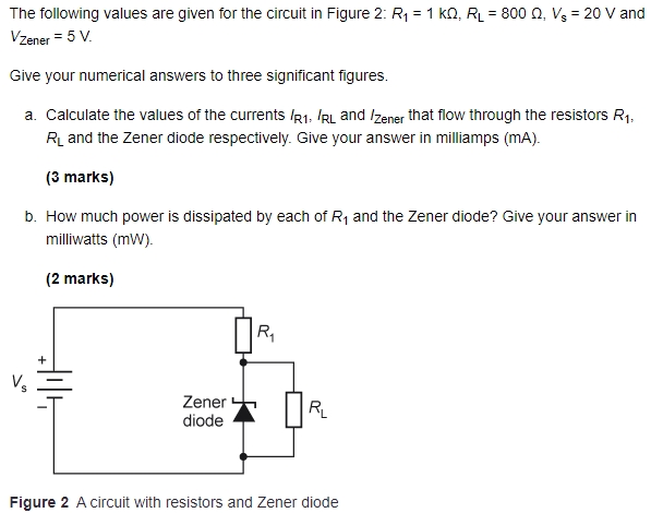Solved The following values are given for the circuit in | Chegg.com