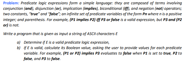 Solved Problem: Predicate logic expressions form a simple | Chegg.com