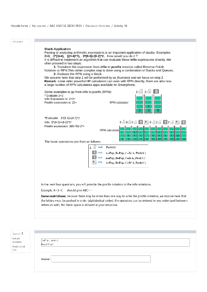 Solved Moodle hone! My courses / EXC ENG122 SEC01 SP20 / | Chegg.com