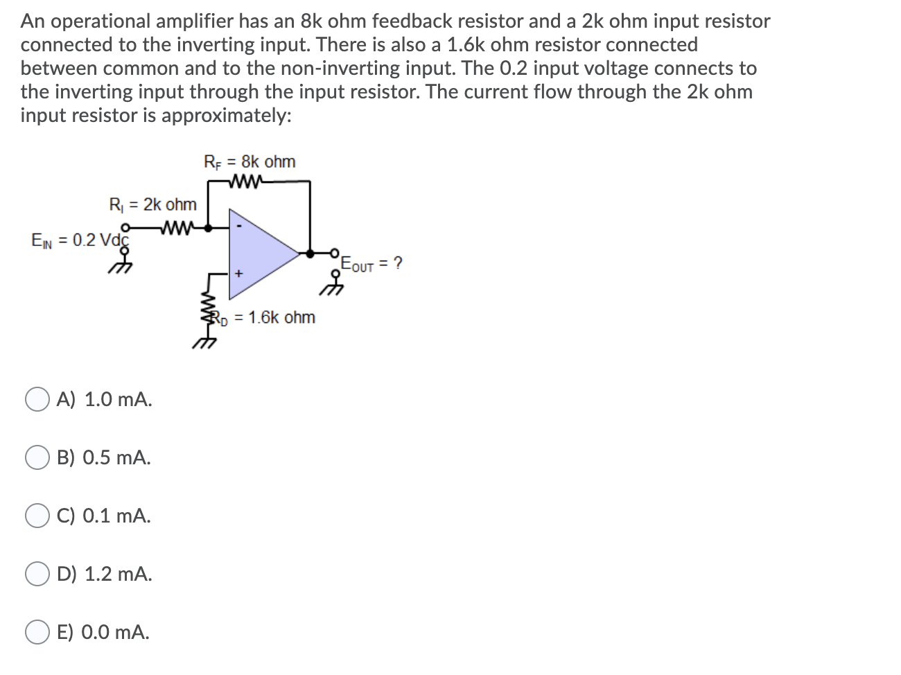 Solved An operational amplifier has an 8k ohm feedback | Chegg.com