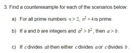 Solved 3. Find a counterexample for each of the scenarios | Chegg.com
