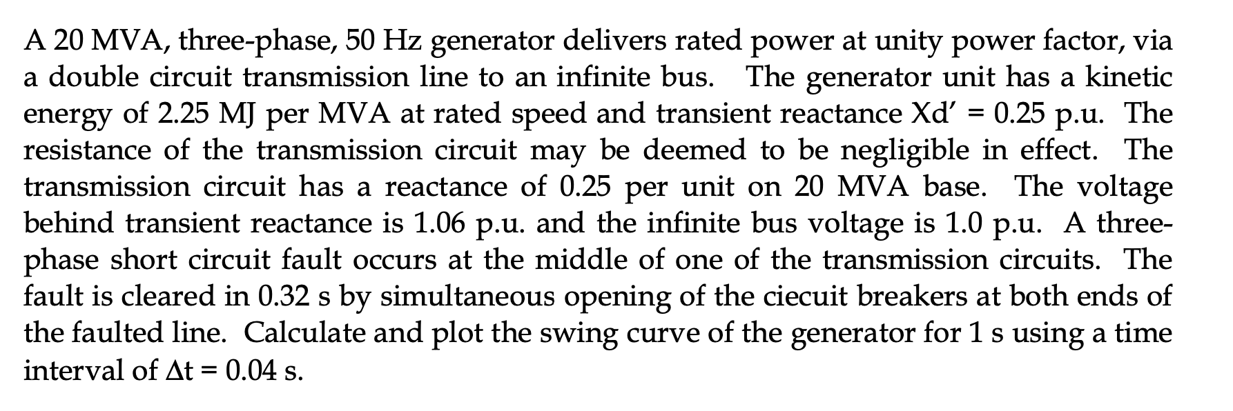 Solved A 20MVA, three-phase, 50 Hz generator delivers rated | Chegg.com