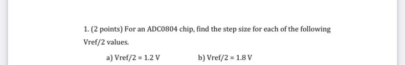Solved 1. (2 points) For an ADC0804 chip, find the step size | Chegg.com