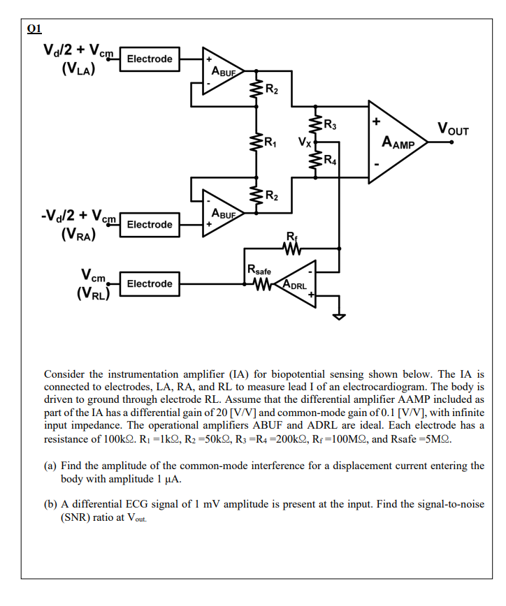 Solved Consider the instrumentation amplifier (IA) for | Chegg.com