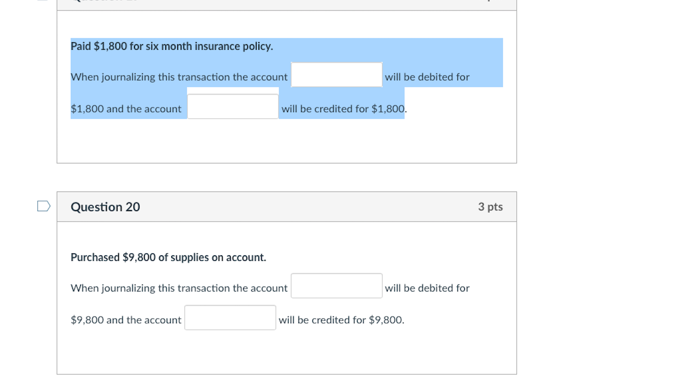 Solved Paid $1,800 for six month insurance policy. When | Chegg.com