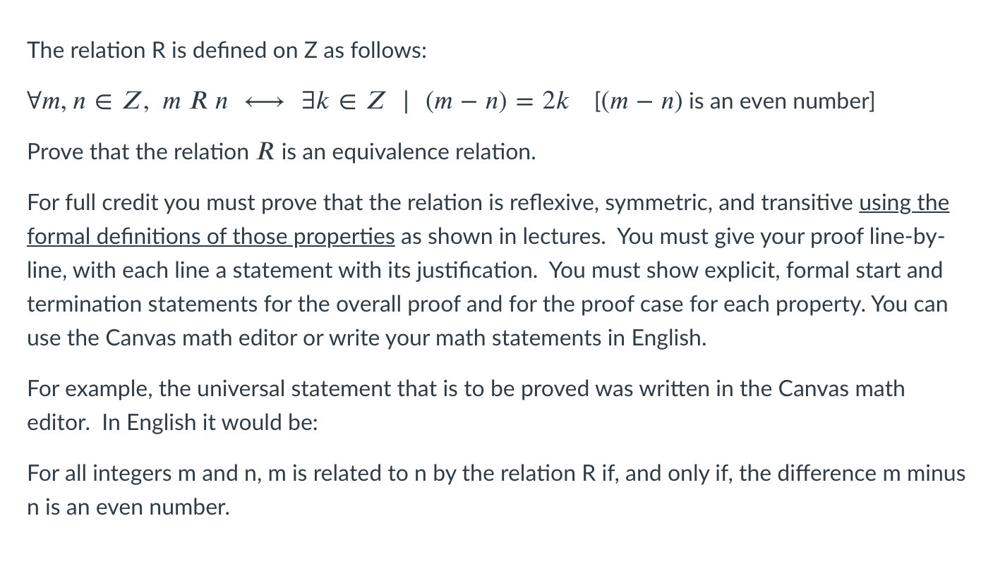 Solved The relation R is defined on Z as follows: Vm, ne Z, | Chegg.com