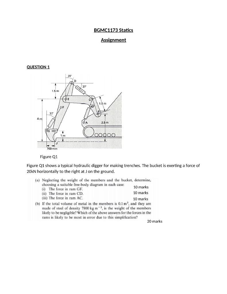 Solved BGMC1173 Statics Assignment QUESTION 1 20 ID 1.5 m CE | Chegg.com