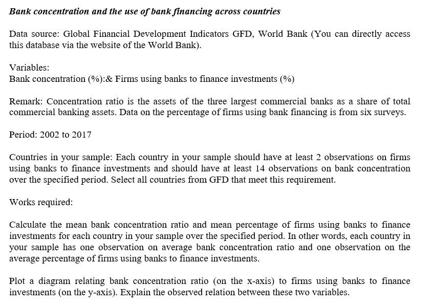 Bank concentration and the use of bank financing | Chegg.com