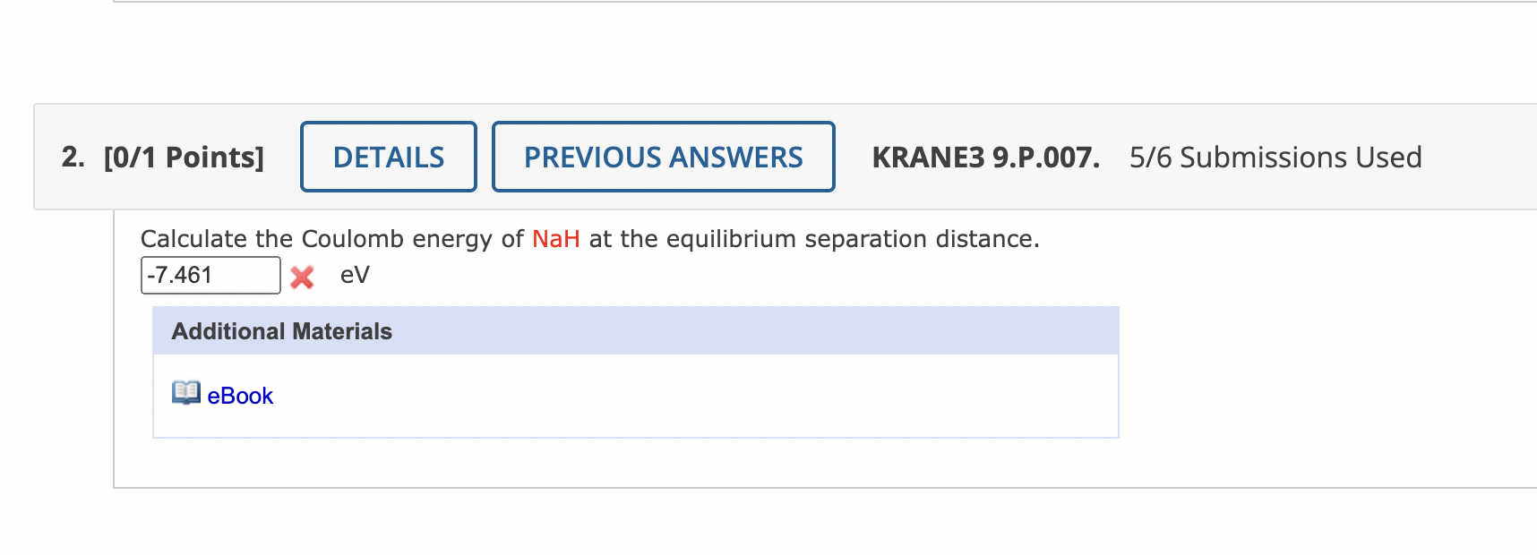 Solved Calculate the Coulomb energy of NaH at the | Chegg.com