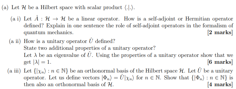 Solved a (a) Let H be a Hilbert space with scalar product | Chegg.com