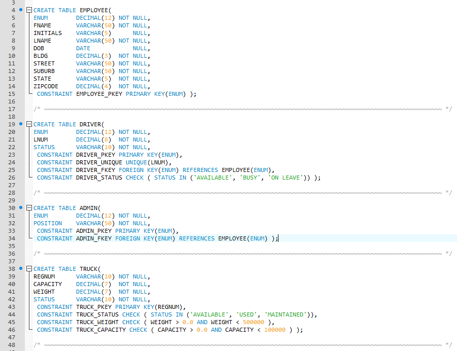 CREATE TABLE EMPLOYEE( ENUM DECIMAL(12) NOT NULL, | Chegg.com