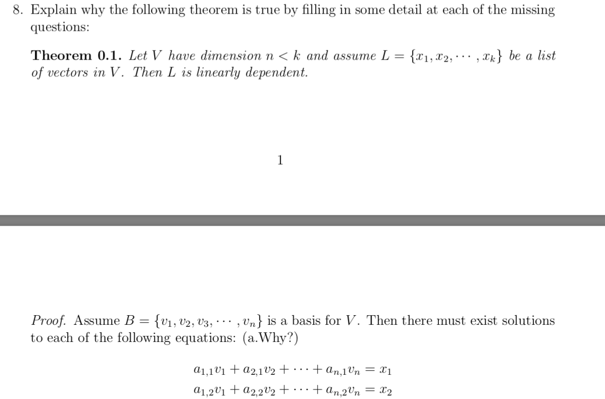 Solved 8. Explain why the following theorem is true by | Chegg.com