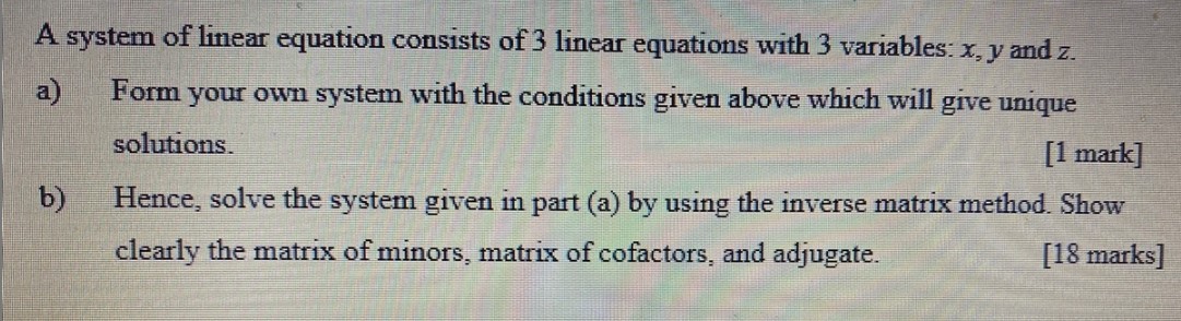 Solved A system of linear equation consists of 3 linear | Chegg.com