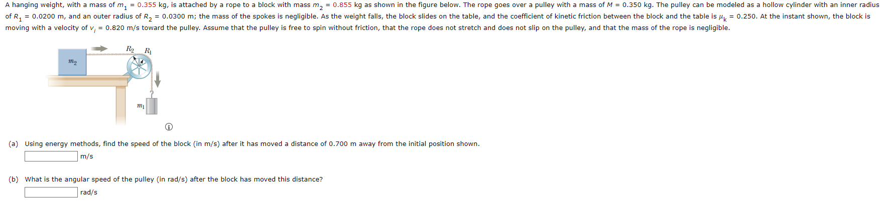 Solved (a) Using energy methods, find the speed of the block | Chegg.com