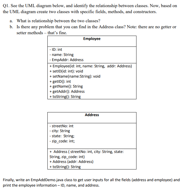 Solved Q1. See the UML diagram below, and identify the | Chegg.com