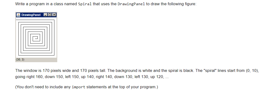 Solved Write a program in a class named Spiral that uses the | Chegg.com