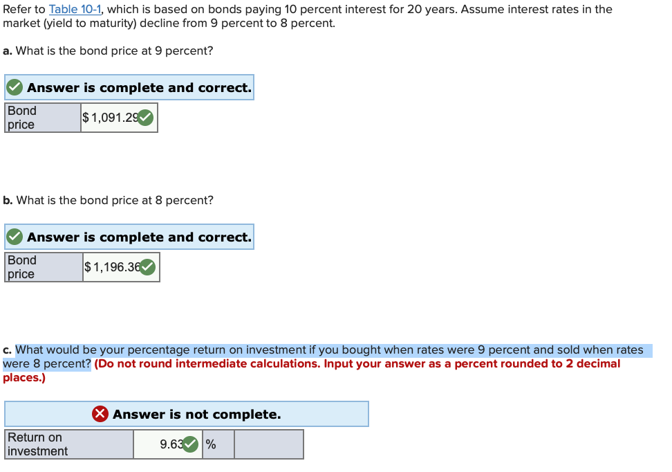 Solved Refer To Table 10 1 Which Is Based On Bonds Paying Chegg