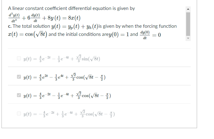 Solved A linear constant coefficient differential equation | Chegg.com