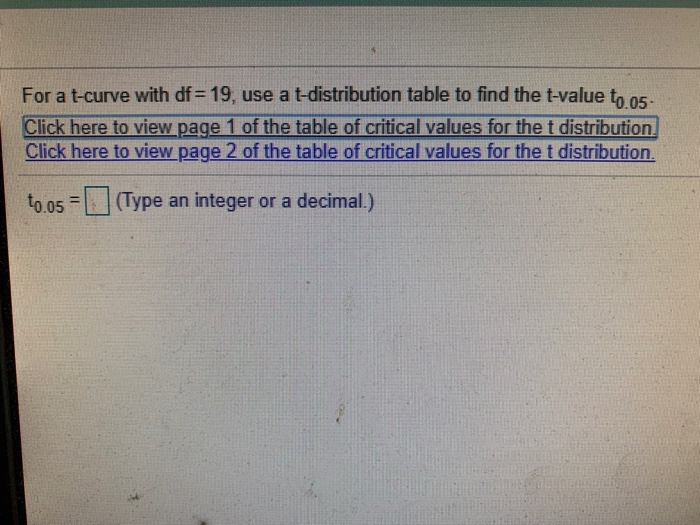 Solved For a t-curve with df-19, use a t-distribution table | Chegg.com