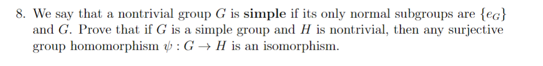 Solved We say that a nontrivial group G is simple if its | Chegg.com Solved We say that a nontrivial group G is simple if its | Chegg.com