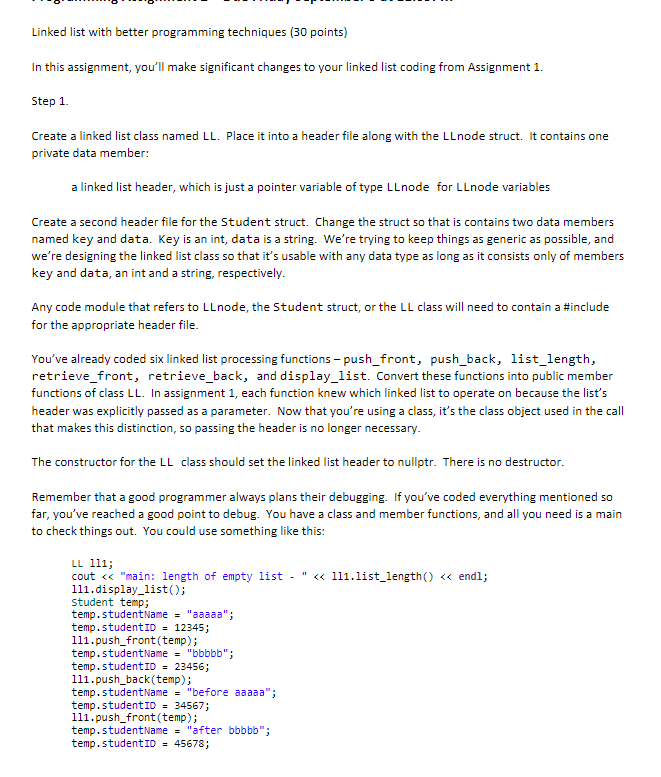 Solved Linked list with better programming techniques (30 | Chegg.com