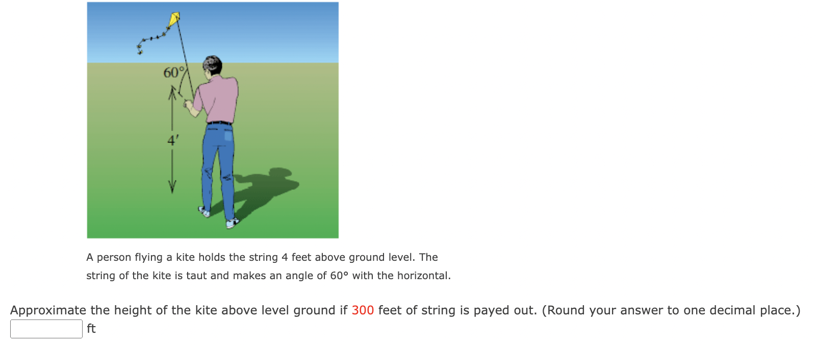A person flying a kite holds the string 4 feet above | Chegg.com