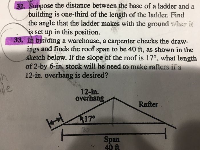 Solved 32 Suppose the distance between the base of a ladder | Chegg.com