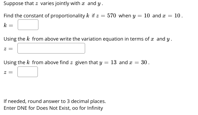 Solved Suppose that z varies jointly with x and y. Find the | Chegg.com