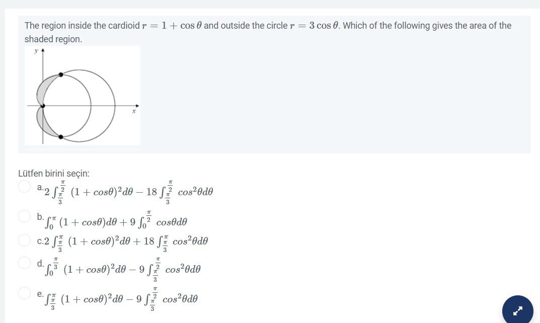 Solved The region inside the cardioid r=1+ cose and outside | Chegg.com
