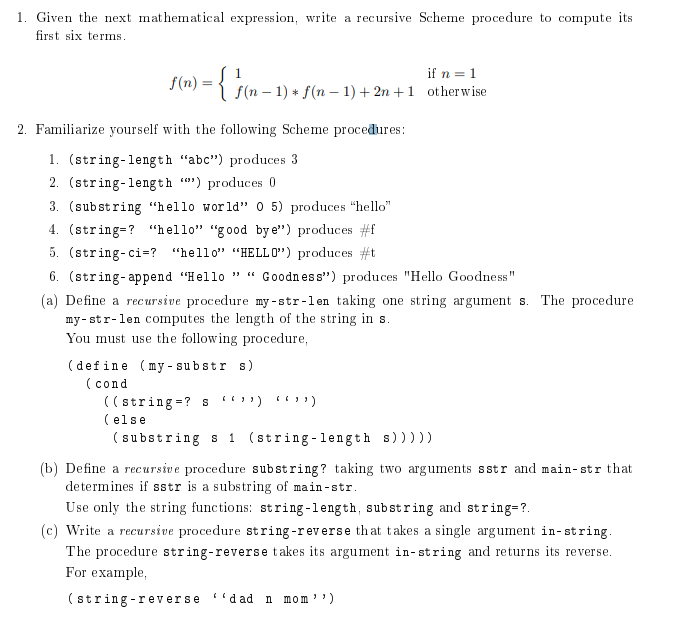 Solved 1. Given the next mathematical expression, write a | Chegg.com