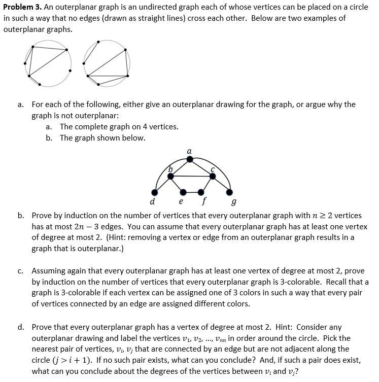 Solved Problem 3. An outerplanar graph is an undirected | Chegg.com