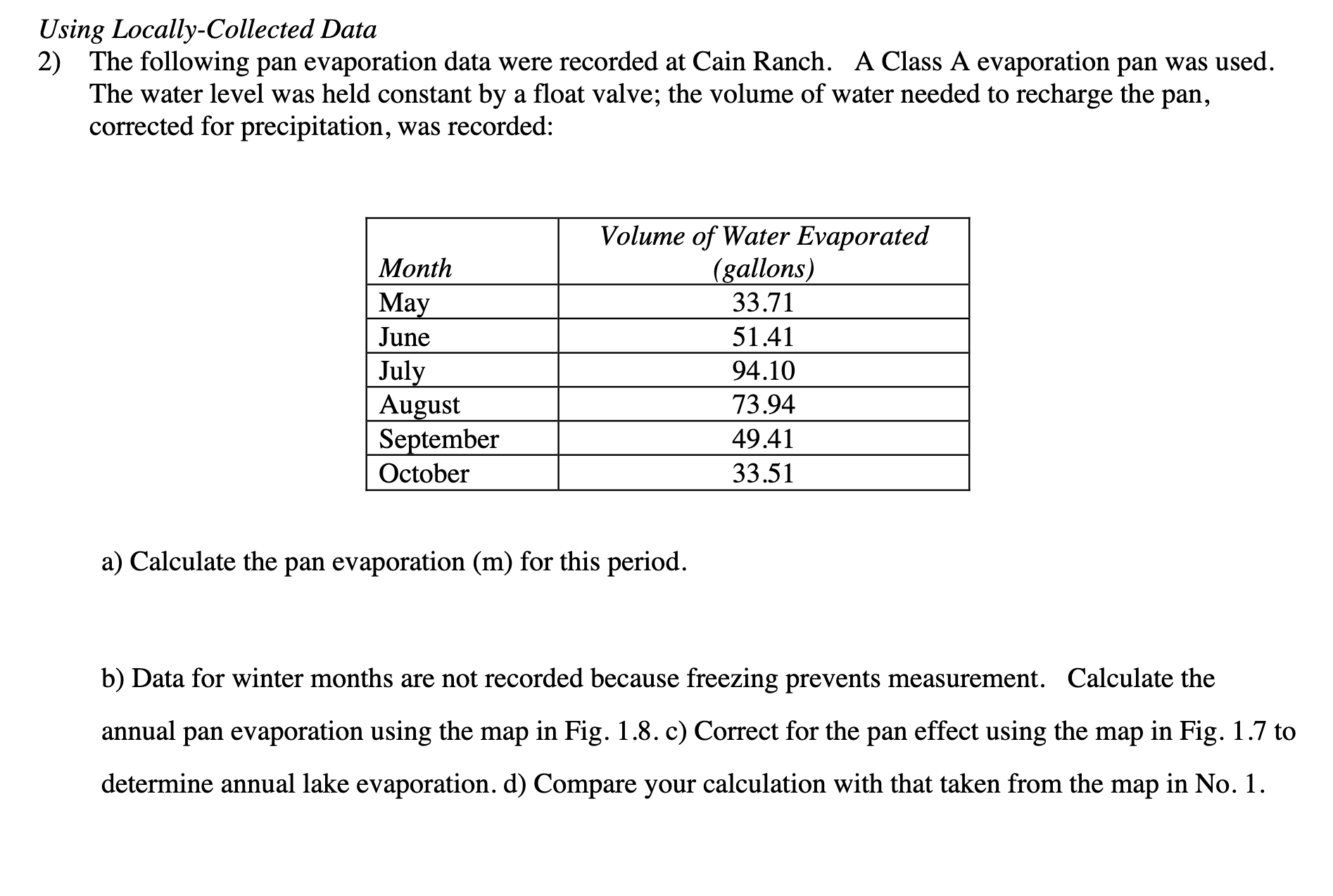 Using Locally Collected Datathe Following Pan