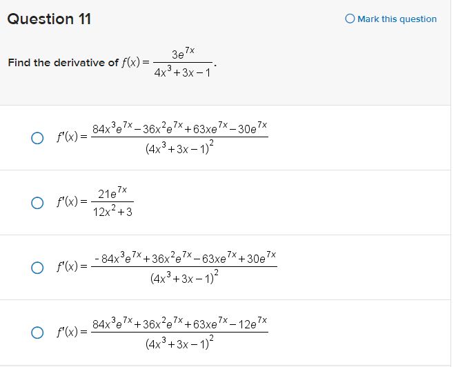 Solved ion 11 Mark this question derivative of | Chegg.com