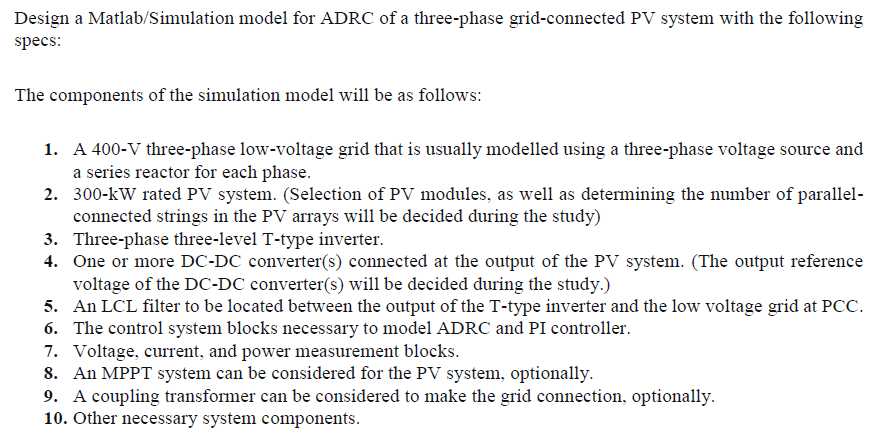 Design a Matlab/Simulation model for ADRC of a | Chegg.com