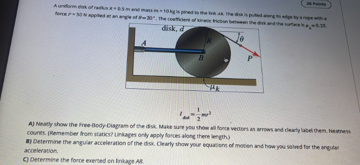 Solved A uniform disk of radius \\( R=0.5 \\mathrm{~m} \\) | Chegg.com
