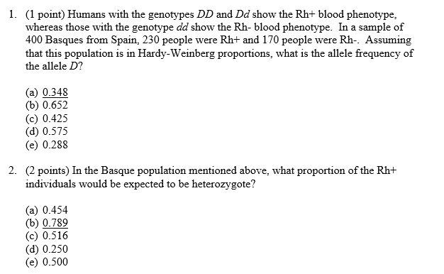 Solved 1. (1 point) Humans with the genotypes DD and Dd show | Chegg.com