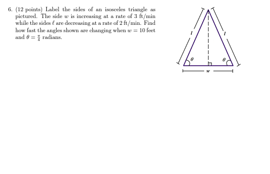 Solved 6. (12 points) Label the sides of an isosceles | Chegg.com