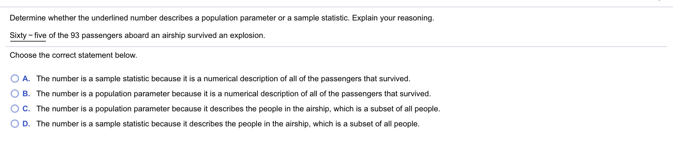 Solved Determine whether the underlined number describes a | Chegg.com