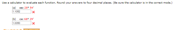 Solved Use a calculator to evaluate each function. Round | Chegg.com