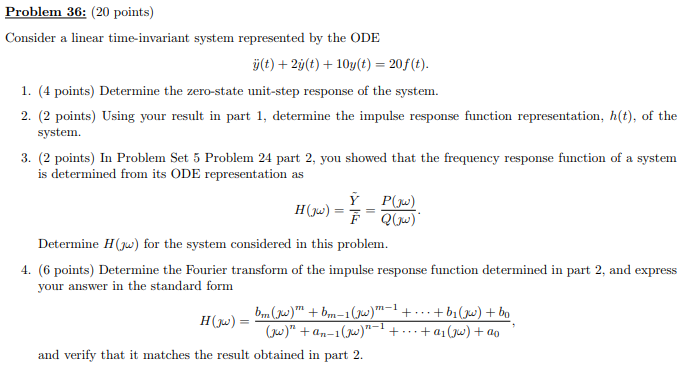 Solved Problem 36: (20 points) Consider a linear | Chegg.com