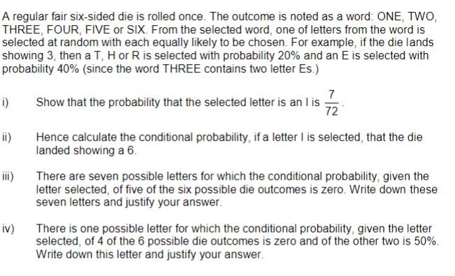 Solved A regular fair six-sided die is rolled once. The | Chegg.com