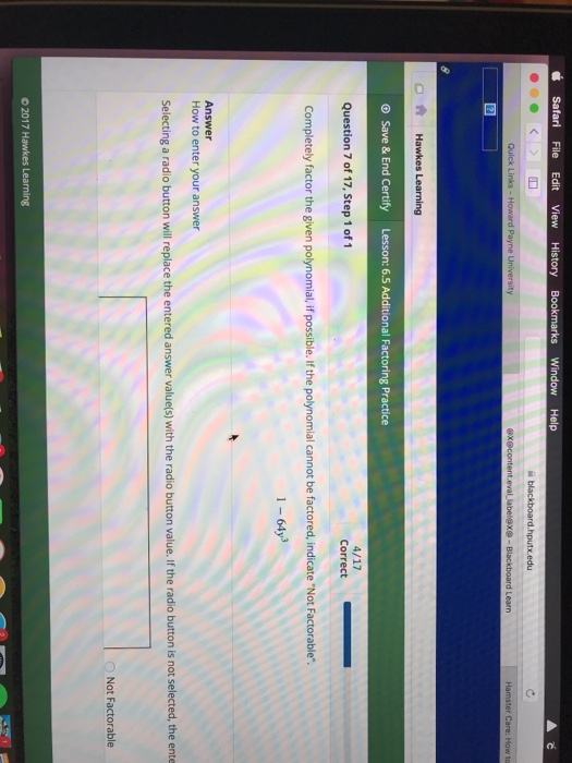 Solved t.eval Question 7 of 17, Step 1 of 1 1-64y3 Selecting | Chegg.com