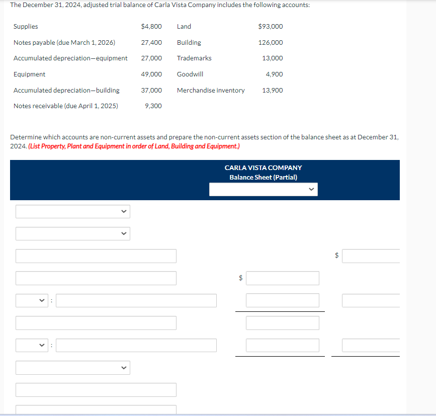 Solved Determine which accounts are non-current assets and | Chegg.com